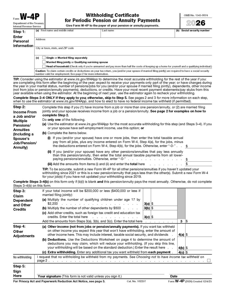 Form W-4P | Iowa Public Employees' Retirement System
