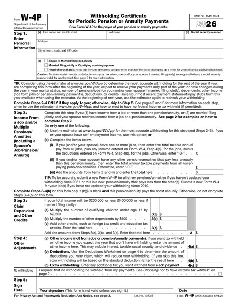 Form W-4P | Iowa Public Employees' Retirement System
